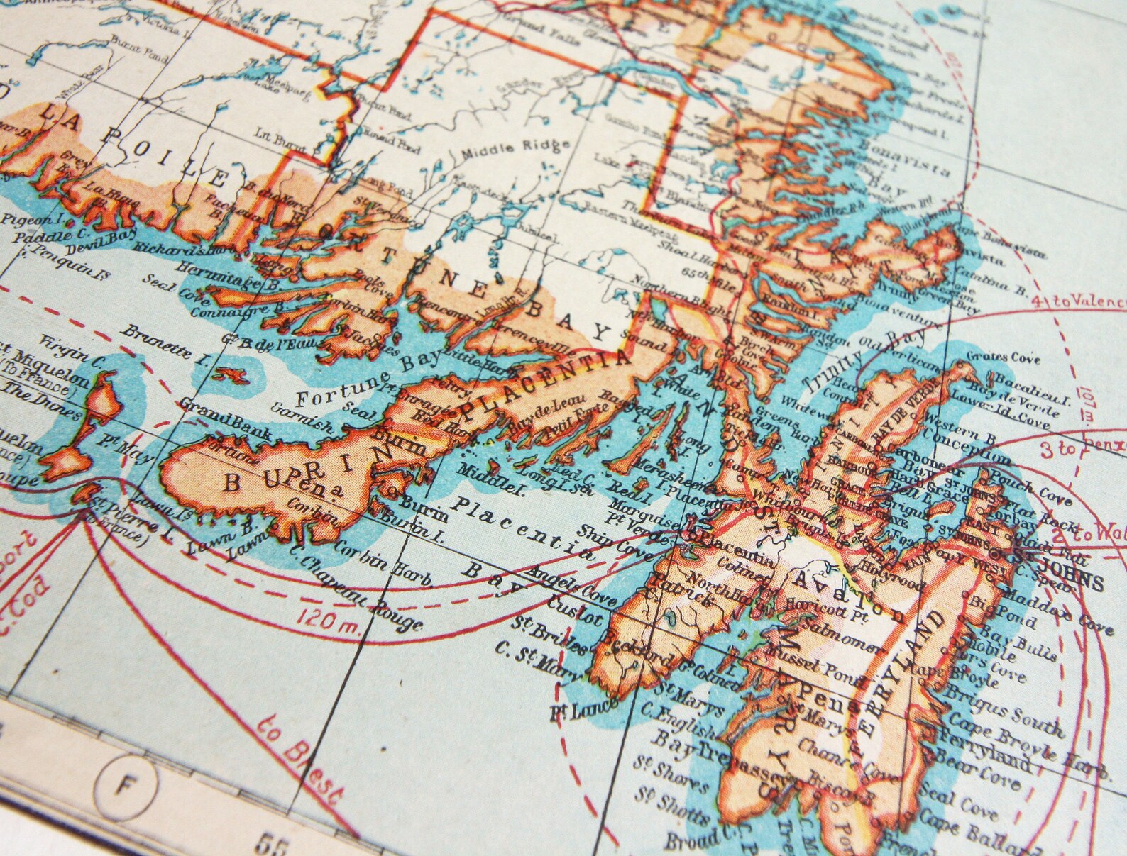 Newfoundland St Johns Antique City Map 1920s Large Gifting Old Antiques ...