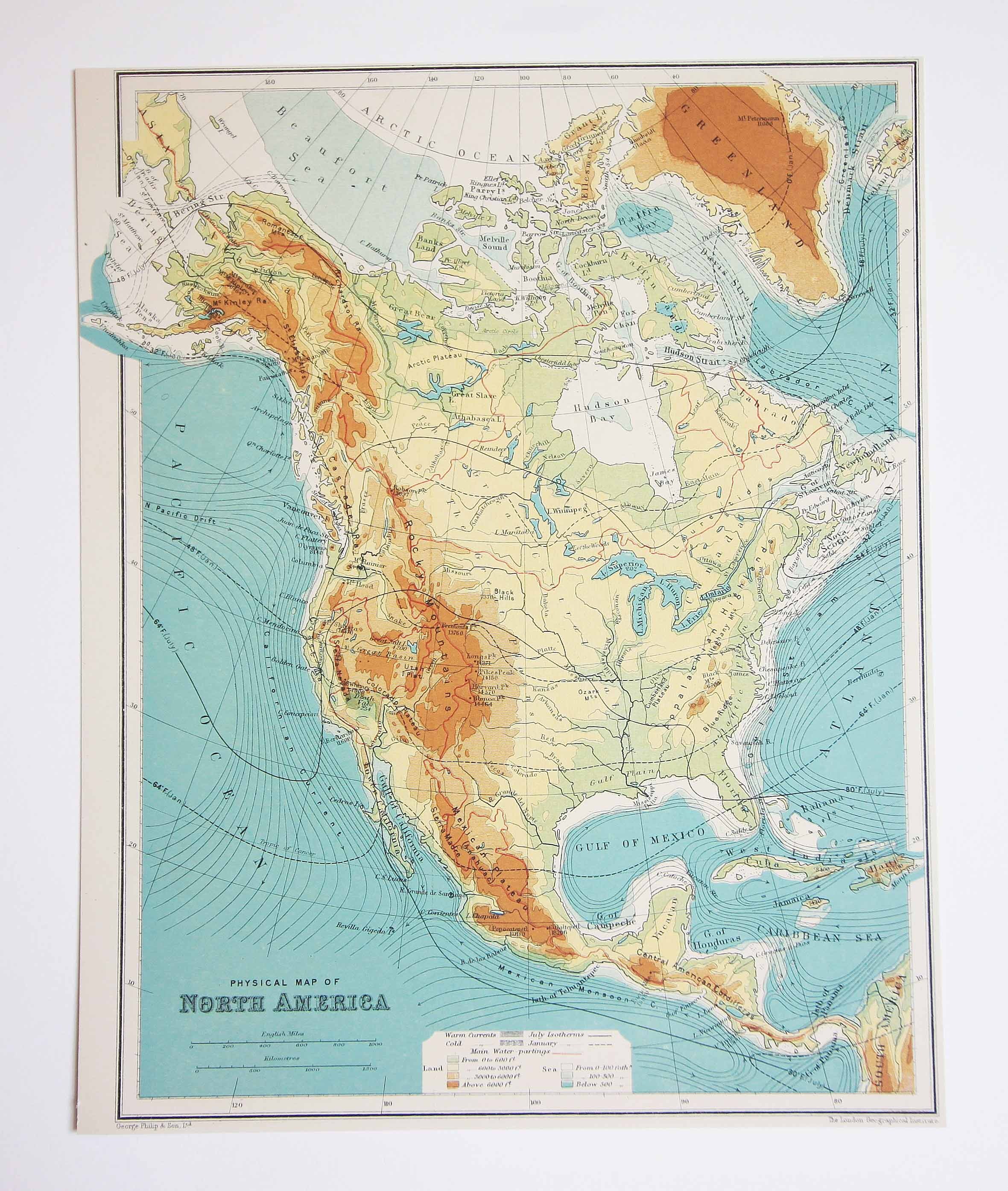 Vintage Map of USA North America Print Large 1920s Travel Map United ...