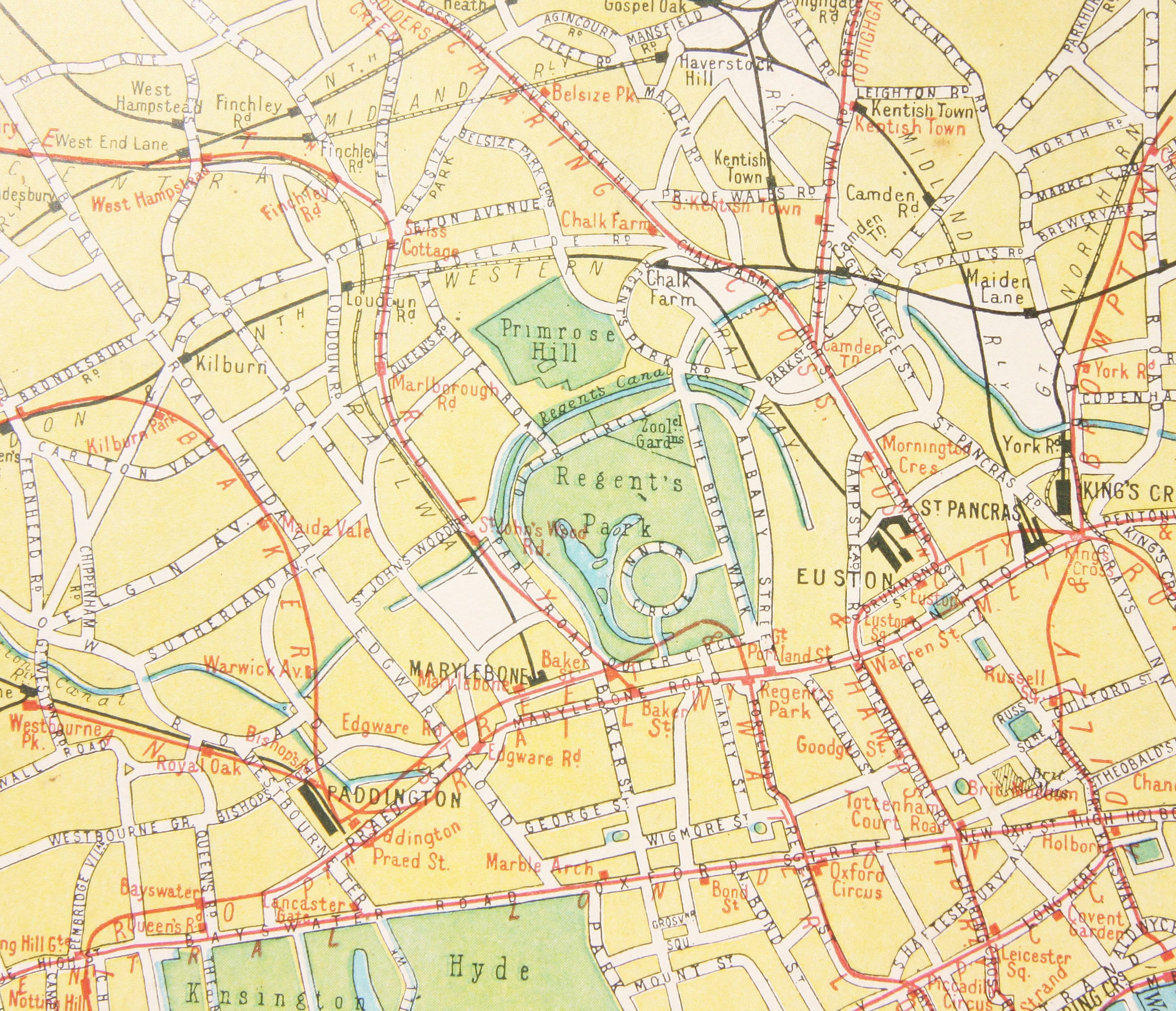 London Underground Map Antique Detailed 1920s Trains Vintage Map Gifts ...