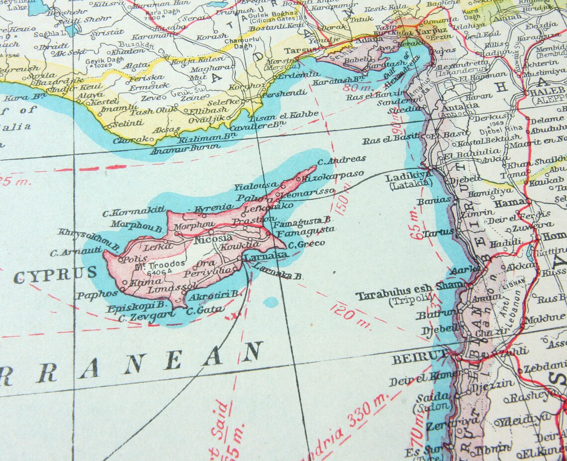 Turkey 'asia Minor' 1920s Large Map World Art Vintage Map Gifts Framing ...