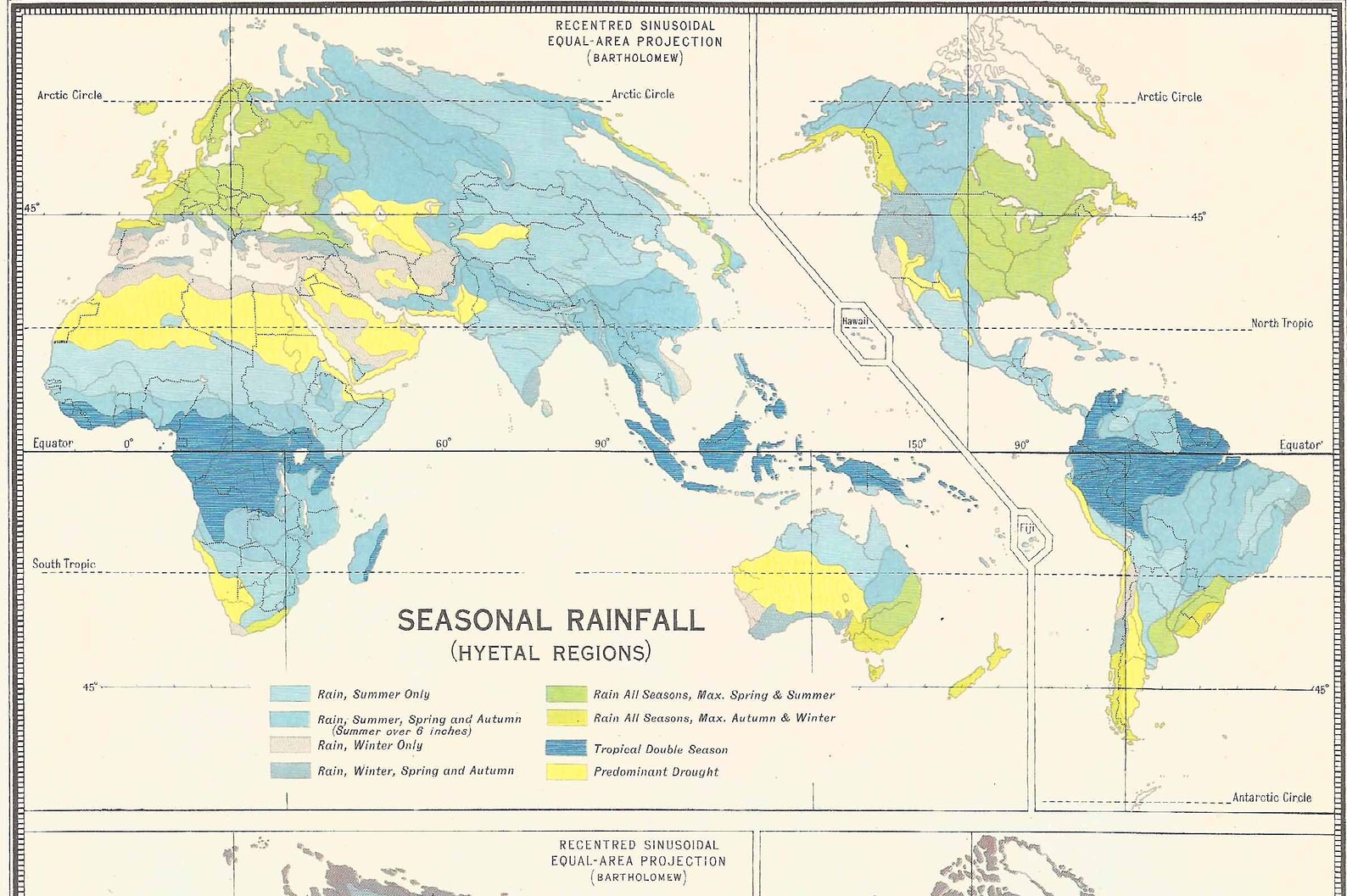 Rainfall and Climate Map World Isobars 1960 Weather World Map for Home ...