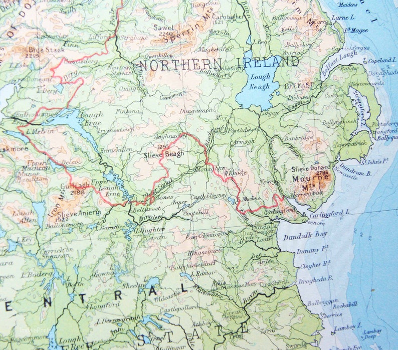 Map of Ireland 1936 Irish Free State, Northern Ireland Art Historical ...