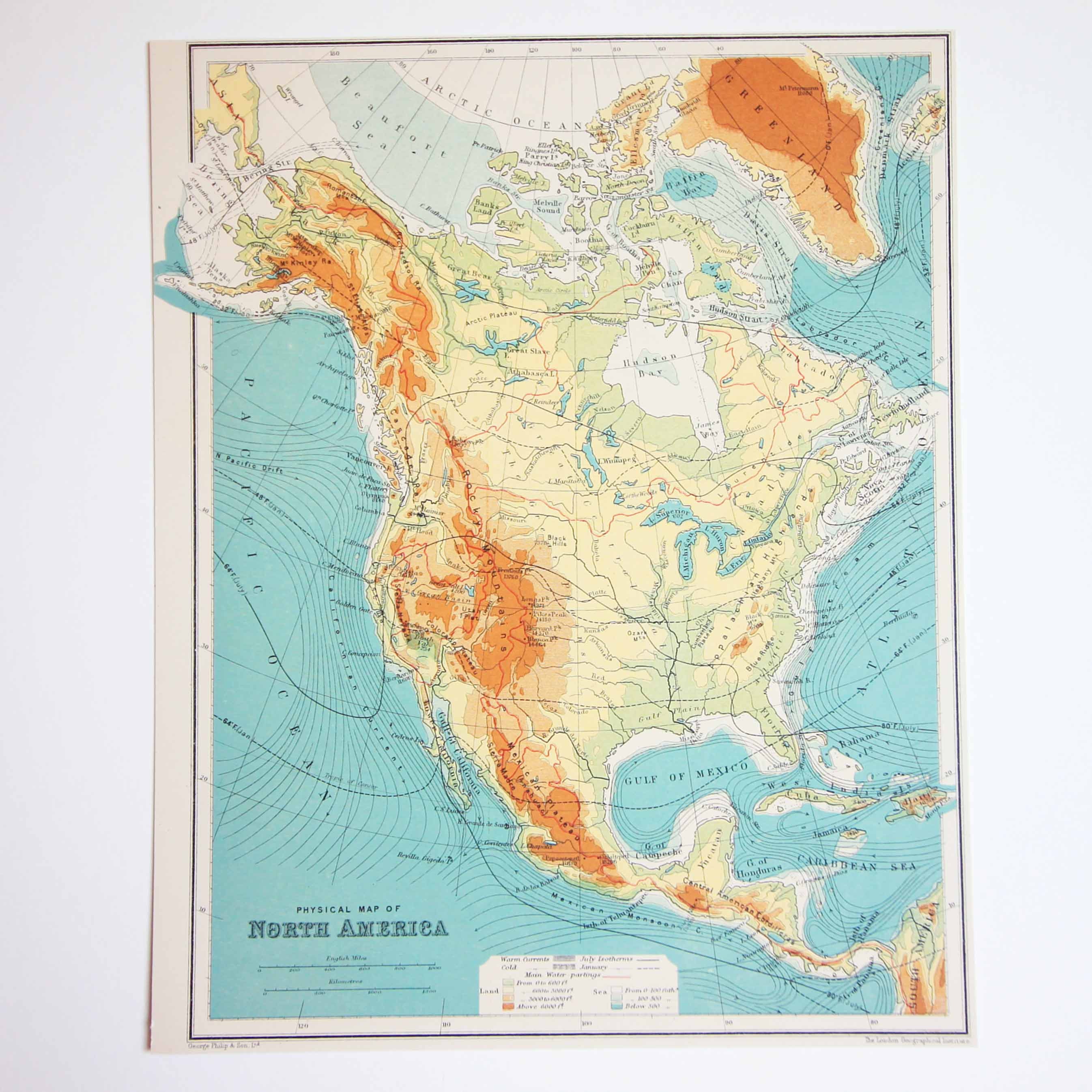 Vintage Map of USA North America Print Large 1920s Travel Map United ...