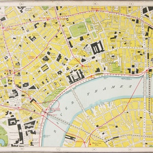 Antique Map of London Detailed 1920s Art Map Vintage Map Gifts Framing ...
