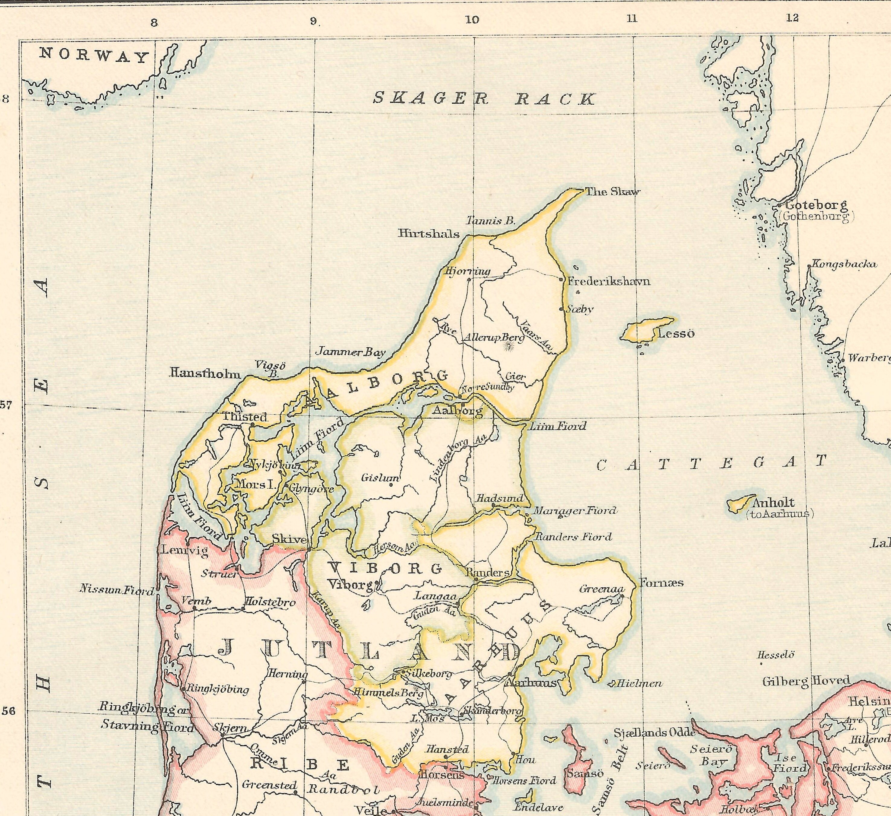 Denmark 1800s Antique Maps Europe Old Maps Home Decor Vintage Prints ...