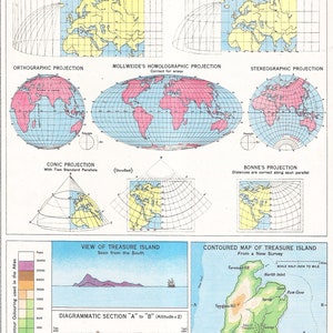 Map Projections and Relief Representation World Map for Home Decor ...