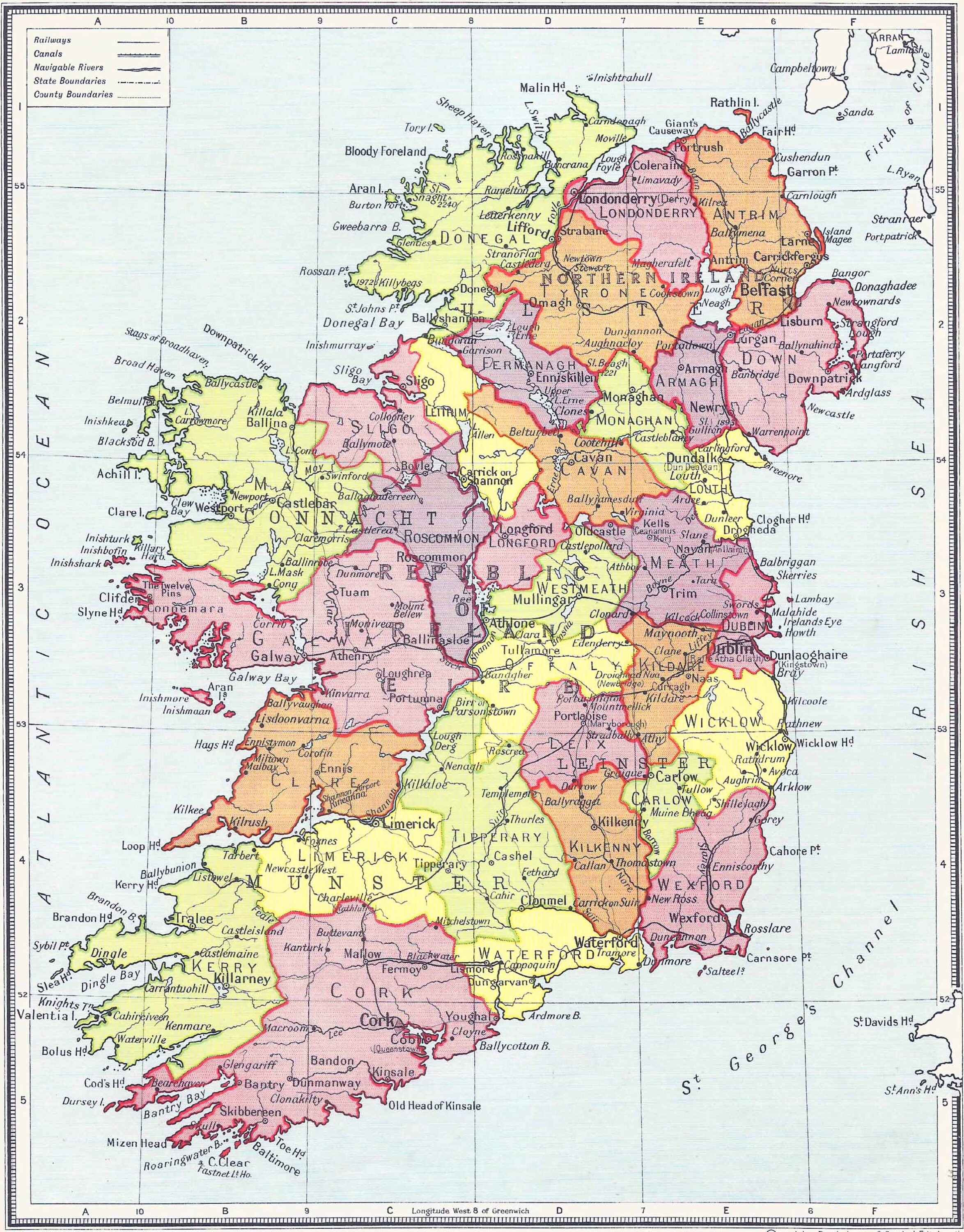 Ireland Political Map 1960s Republic of Ireland Old Maps Home - Etsy