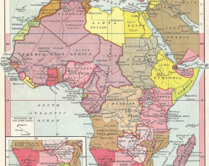 Africa Political 1950 Post Colonial Maps Egypt Mococco South - Etsy