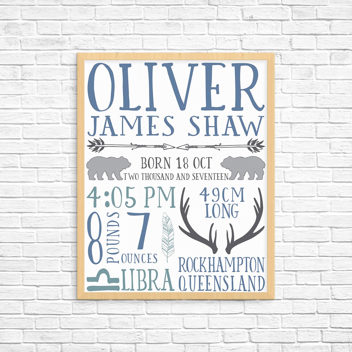 Birth Notice Birth Details Poster Digital/printable | Etsy Australia