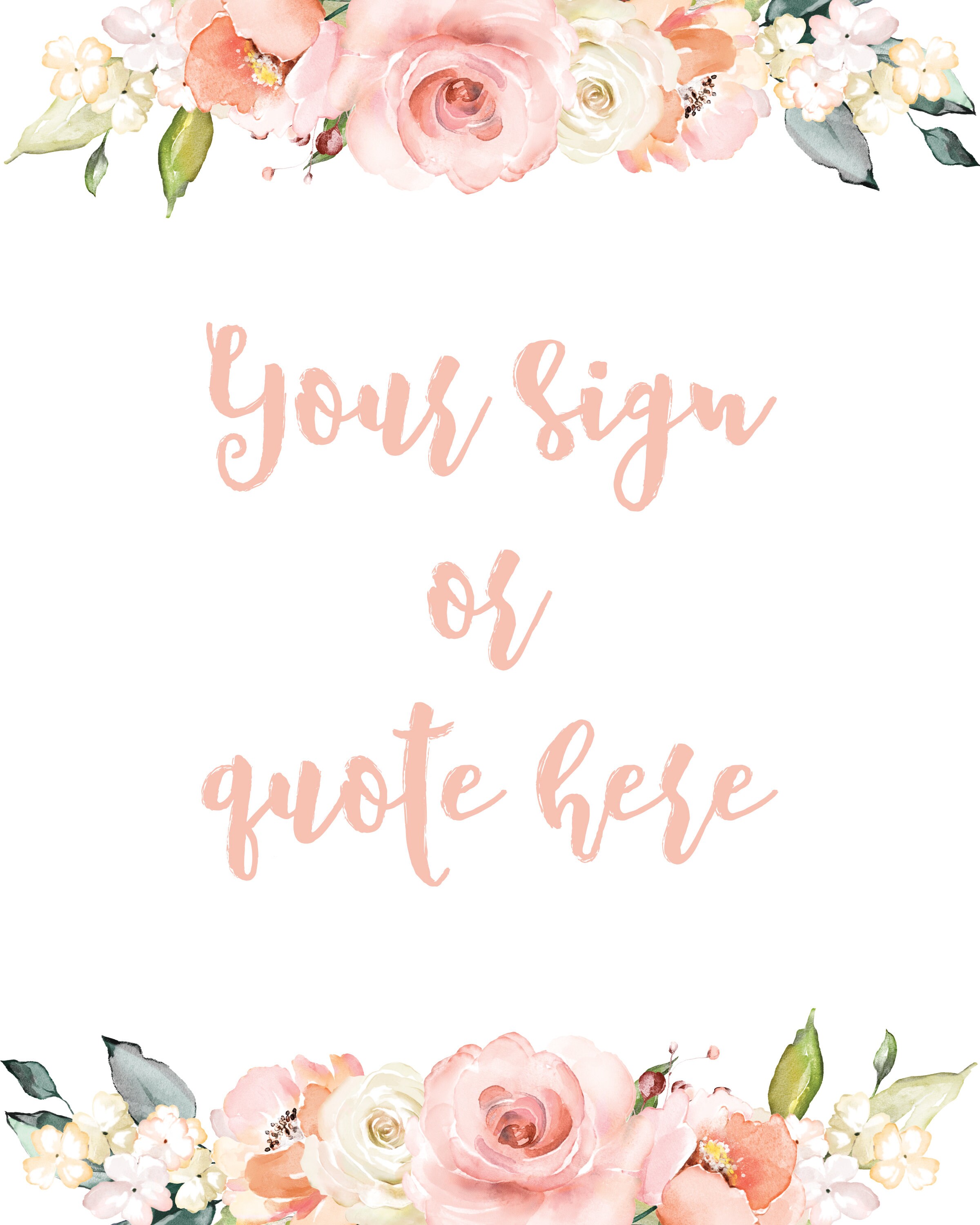 Customised Floral Chalkboard Sign Digital / Printable | Etsy