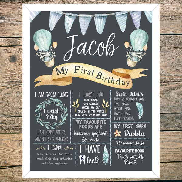 Hot Air Balloon Birthday Board - Etsy