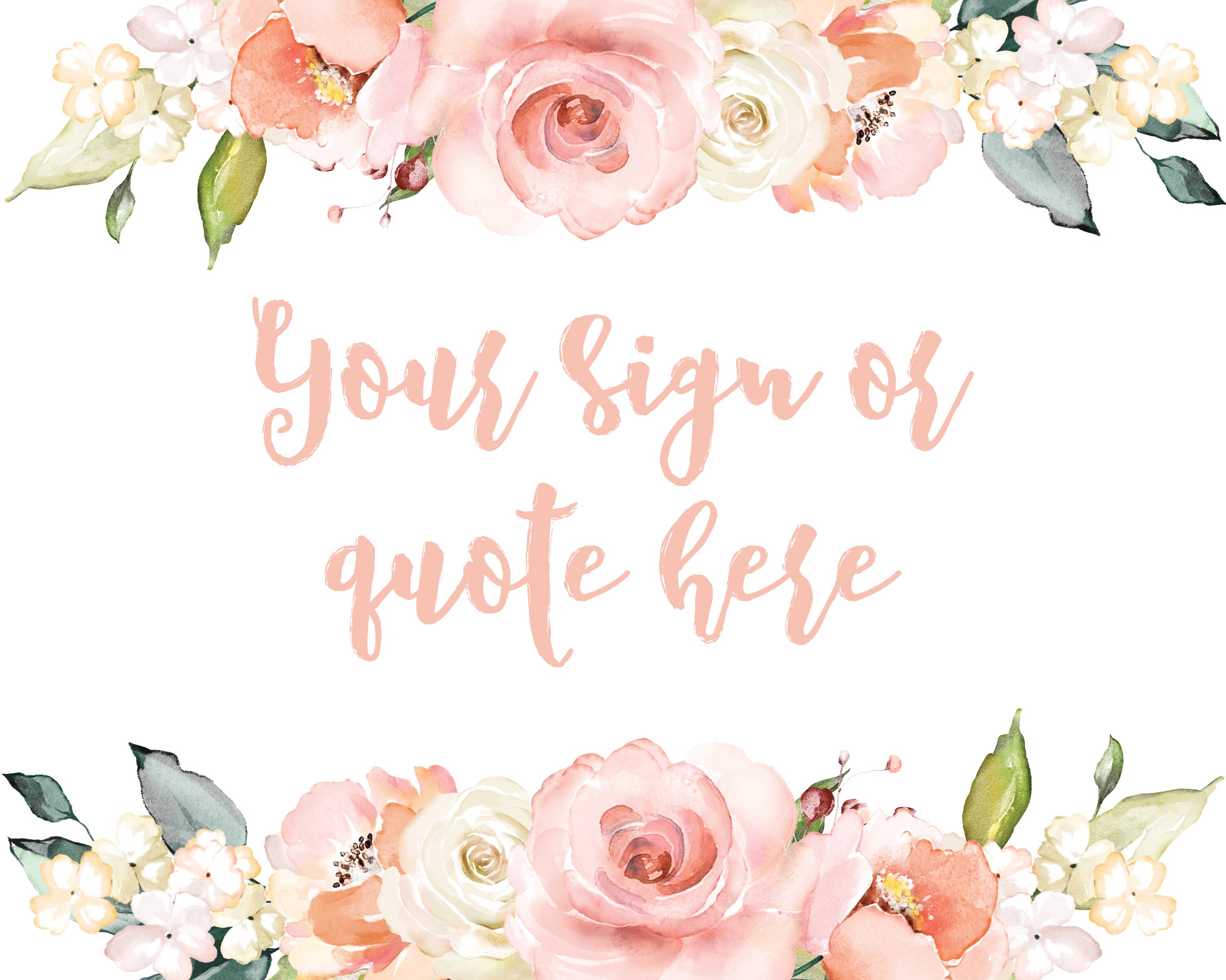 Customised Floral Chalkboard Sign Digital / Printable | Etsy