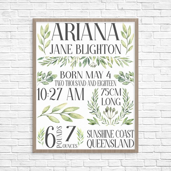 Birth Notice Birth Details Poster Digital/printable | Etsy