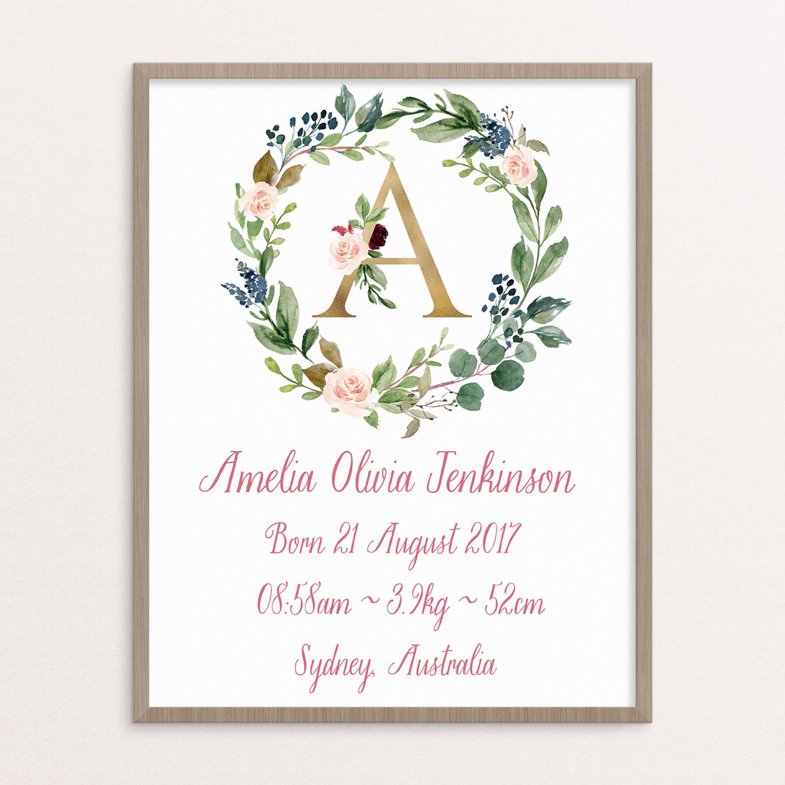 Birth Notice Birth Details Poster Digital/printable - Etsy Australia