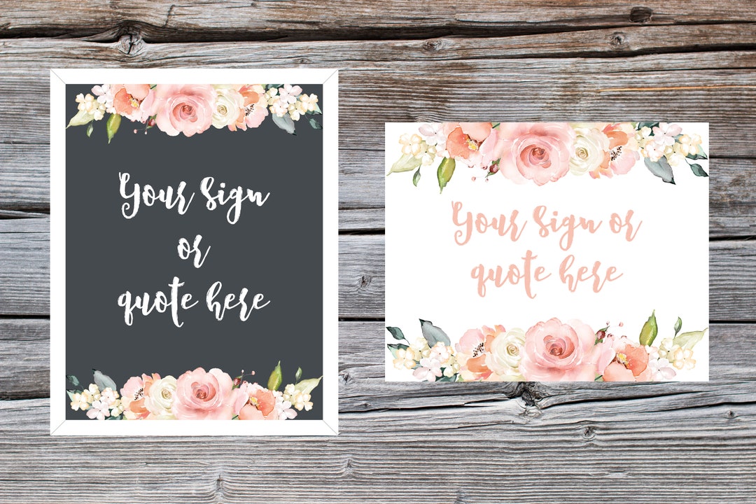 Customised Floral Chalkboard Sign - Digital / Printable - Peach - Pink ...