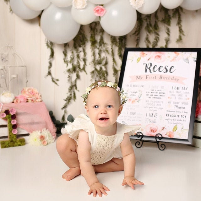 First Birthday Poster Chalkboard Sign Milestone Board | Etsy