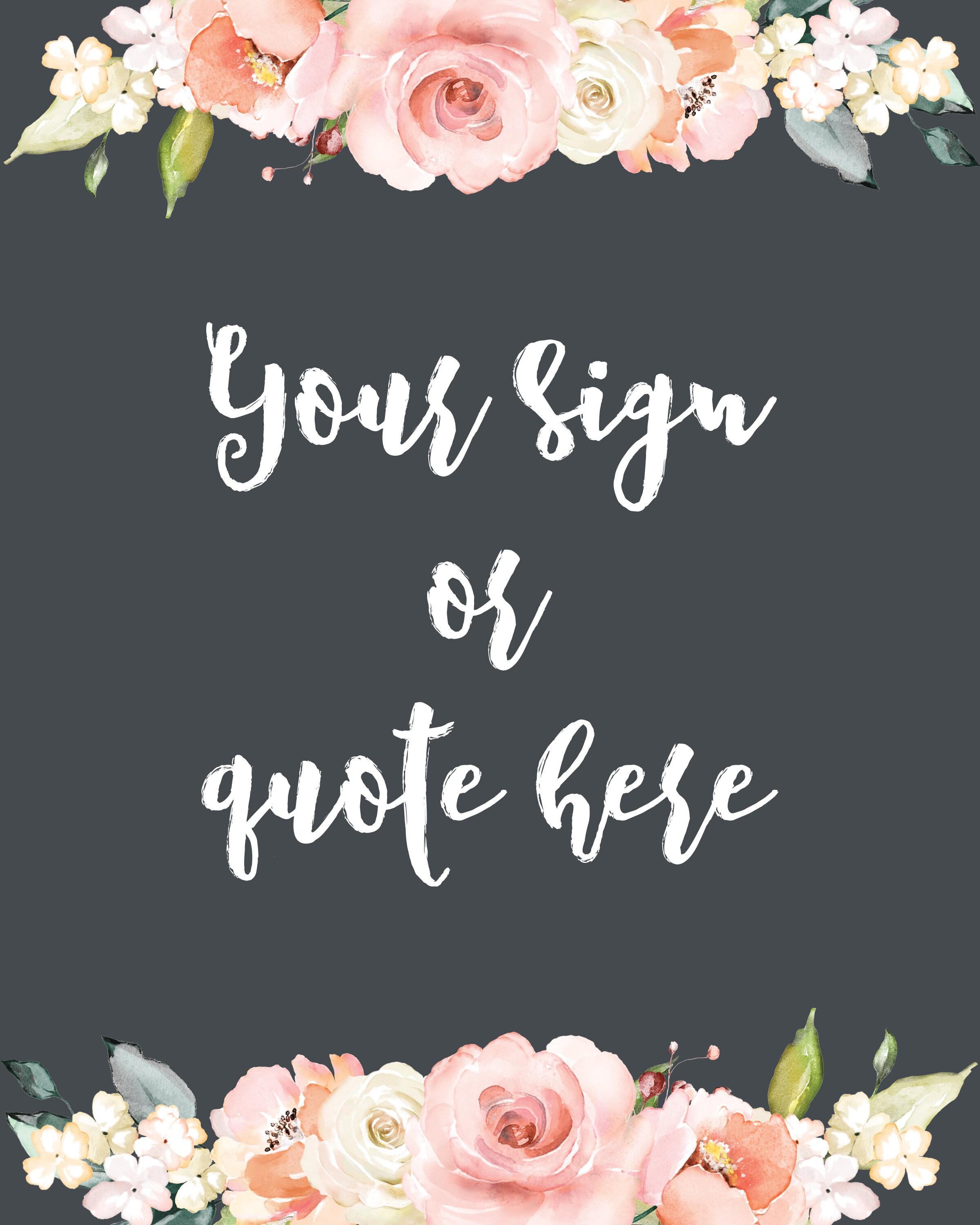 Customised Floral Chalkboard Sign Digital / Printable | Etsy