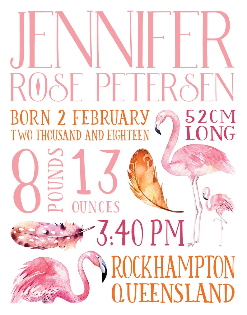 Birth Notice Birth Details Poster Digital/printable | Etsy