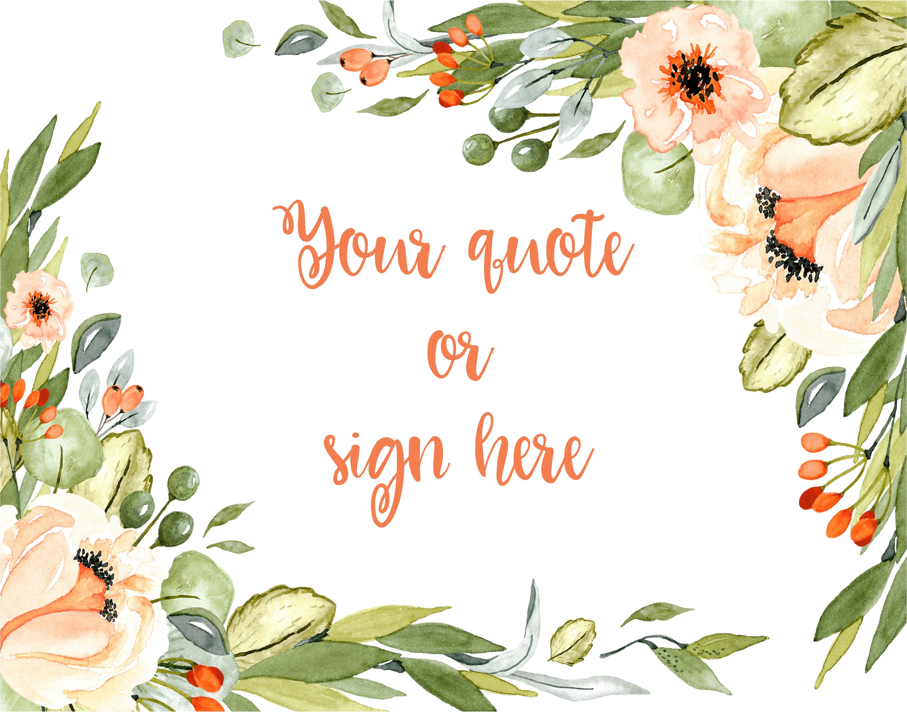 Customised Floral Chalkboard Sign 8x10 / 11x14 / Chalkboard | Etsy