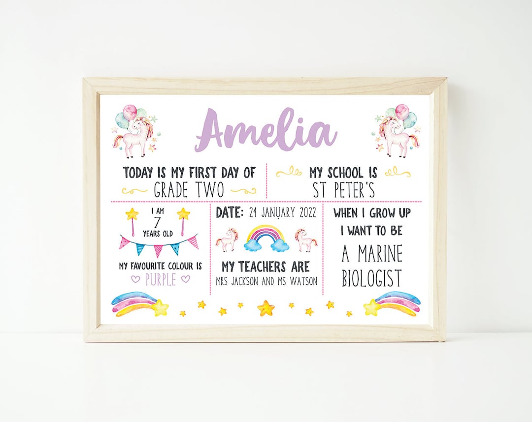 First Day of School Kindergarten Daycare Sign Poster Chalkboard ...