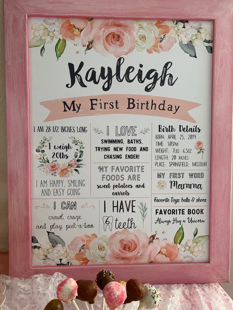 First Birthday Poster Chalkboard Sign Milestone Board | Etsy