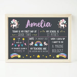 First Day of School Kindergarten Daycare Sign Poster Chalkboard ...