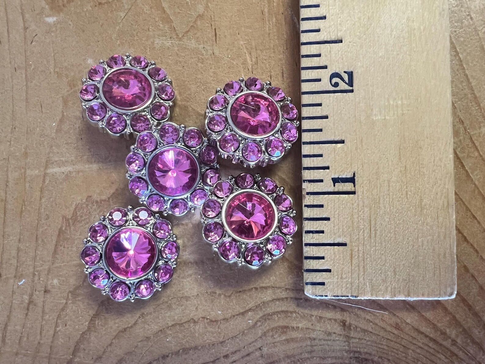 Rhinestone Acrylic Button SET OF FIVE, Wholesale Button, Craft Button ...