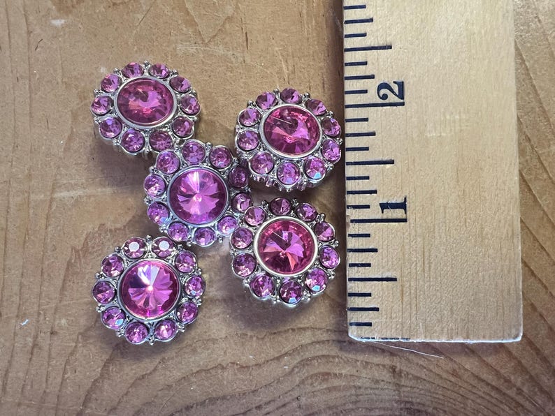 Rhinestone Acrylic Button SET OF FIVE, Wholesale Button, Craft Button ...