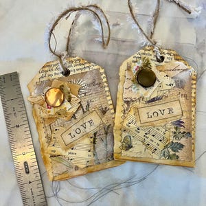 Junk Journal Book Page Sewn Tag for Junk Journals Handmade Set of 2 - Etsy
