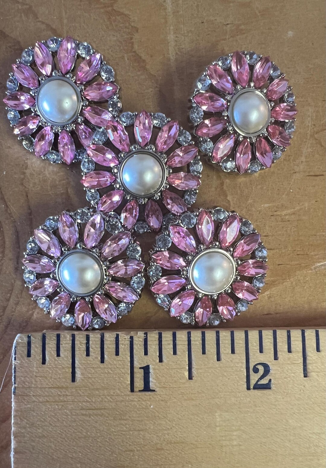 Rhinestone Acrylic Button - SET OF FIVE, Wholesale Button, Craft Button ...