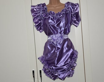 DOUBLE Satin Open-crotch Zippered Rompers, All-in-one Double Satin ...