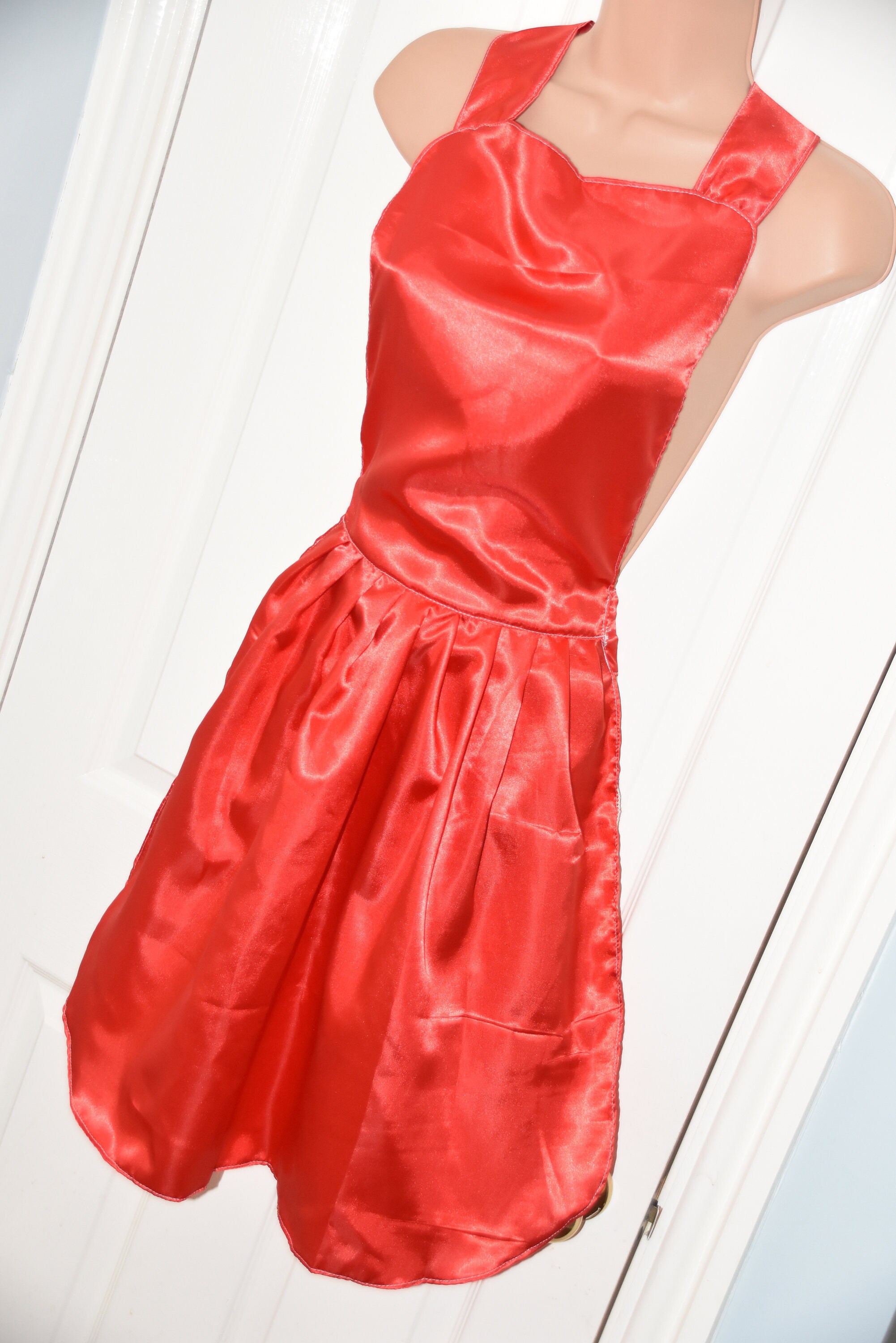 Sissy Boi Maid Längere Länge Satin Pinny In Rot Sissy Dessous Etsy