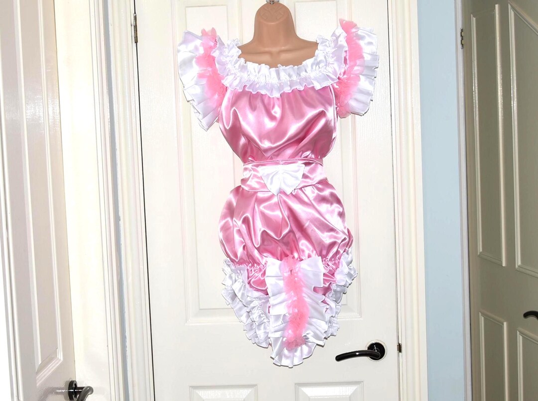 DOUBLE Satin Open-crotch Zippered Rompers, All-in-one Double Satin ...