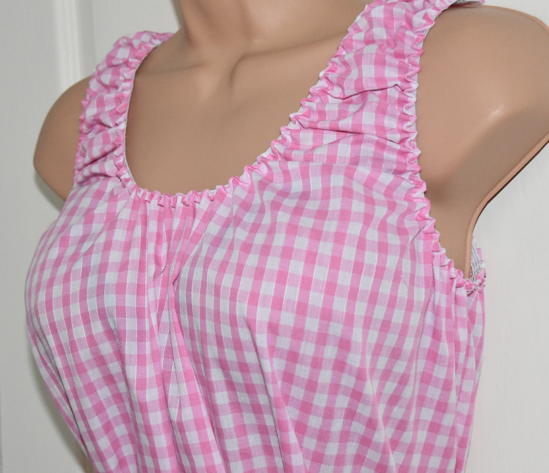 Soft Pink Gingham All-in-one Teddy, Silky Soft Lounging Wear, Sissy ...