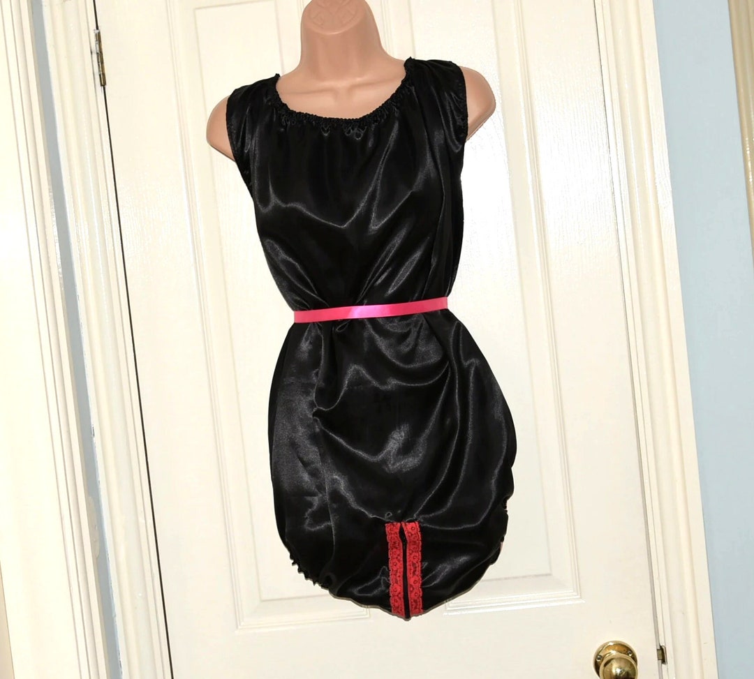 DOUBLE Satin Open-crotch Zippered Rompers, All-in-one Double Satin ...