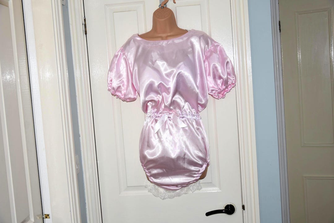 Silky Satin Nappy Crotch Rompers, Adult Baby ABDL Fun, Sissy Lingerie ...