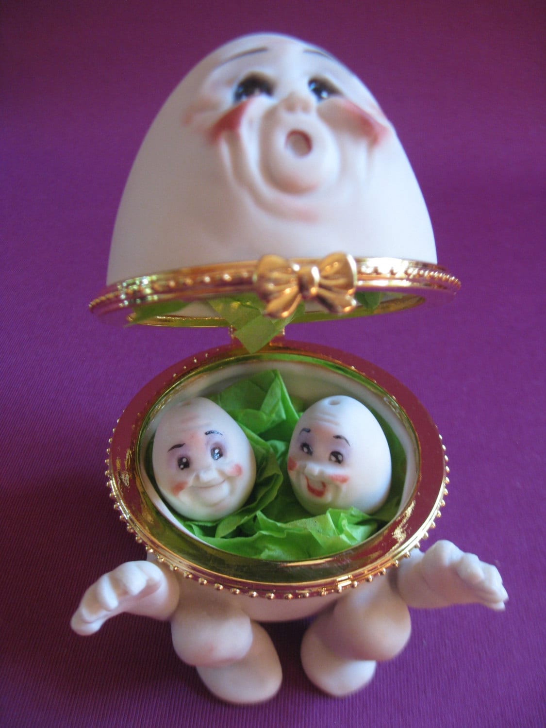 Egg Surprise Bibelot Box Salt and Pepper Shakers Allyson | Etsy