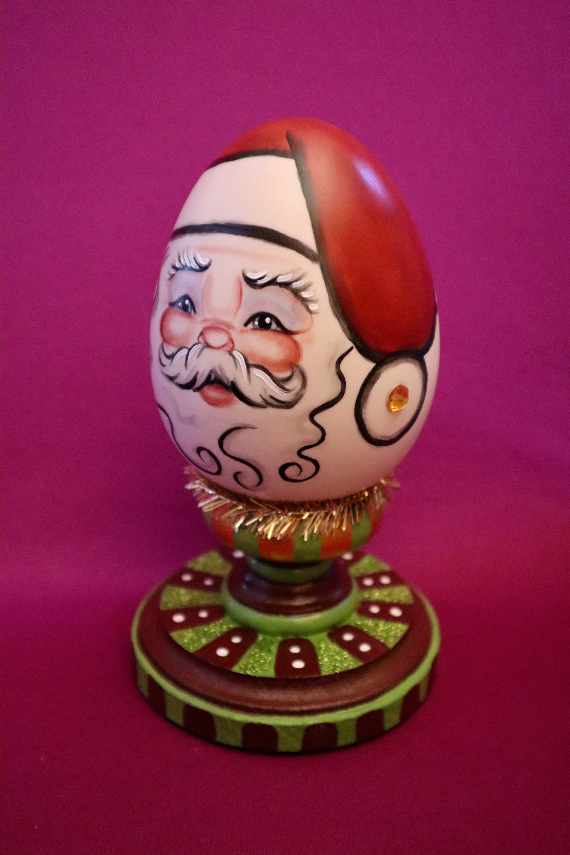 Santa Claus Egg on Pedestal, St. Nick - Allyson Nagel - A.N. Original ...