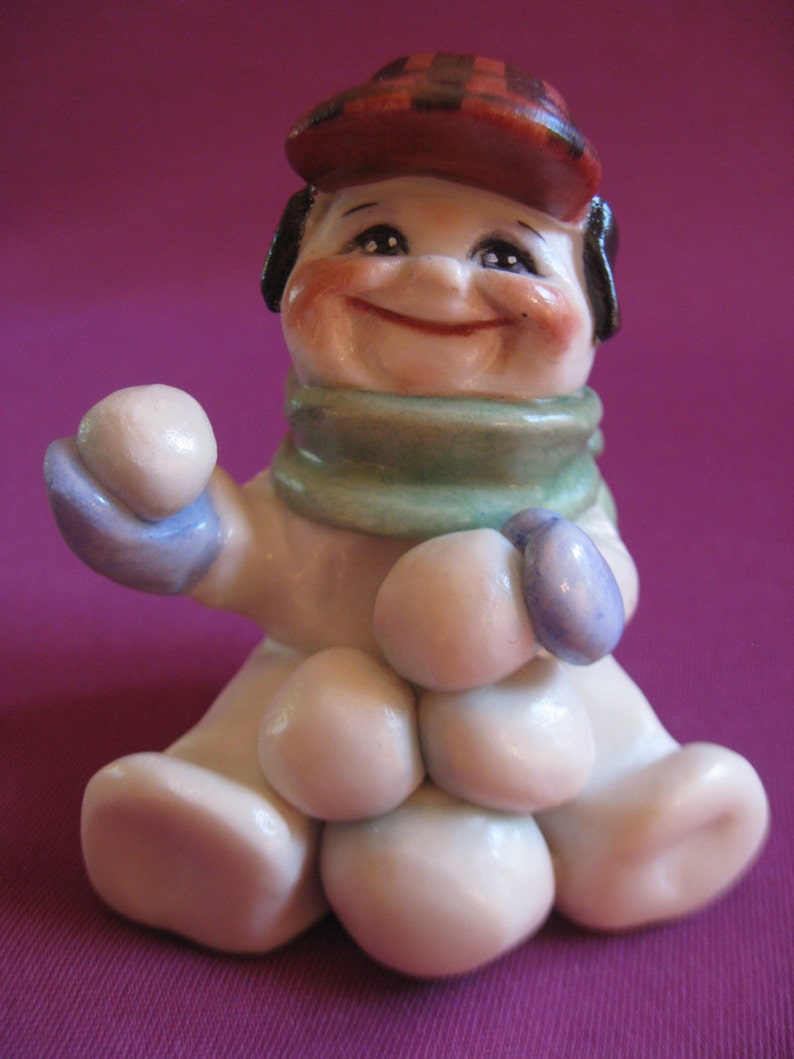 Snowman, Frosty, Snowballs, Porcelain Figurine, Ceramic, Allyson Nagel ...
