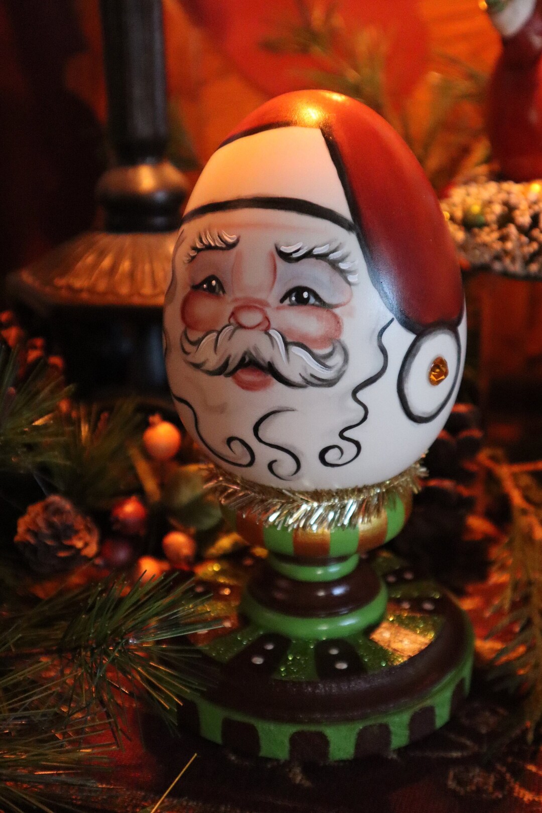 Santa Claus Egg on Pedestal, St. Nick - Allyson Nagel - A.N. Original Designs - Porcelain ...