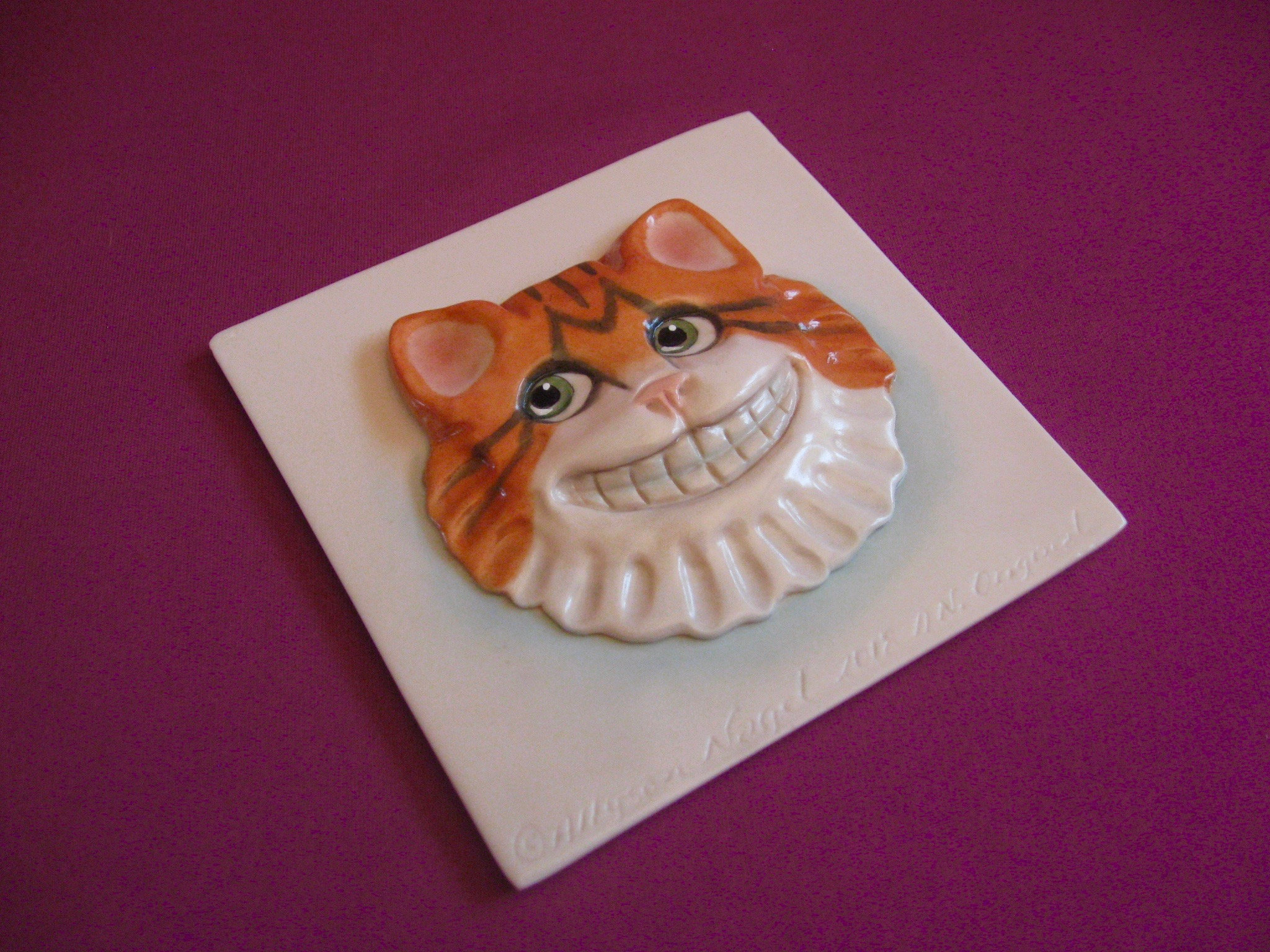 Kitty Cat Porcelain Art Tile Cheshire Cat Ceramic Tile | Etsy