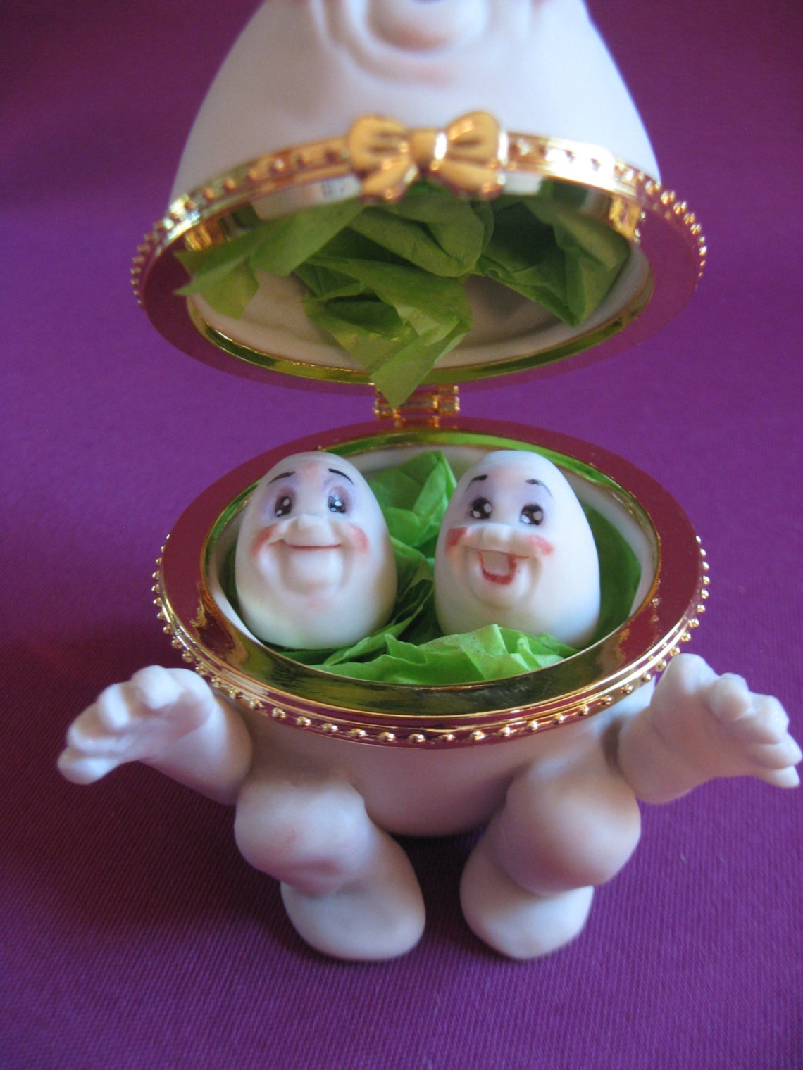 Egg Surprise Bibelot Box Salt and Pepper Shakers Allyson | Etsy