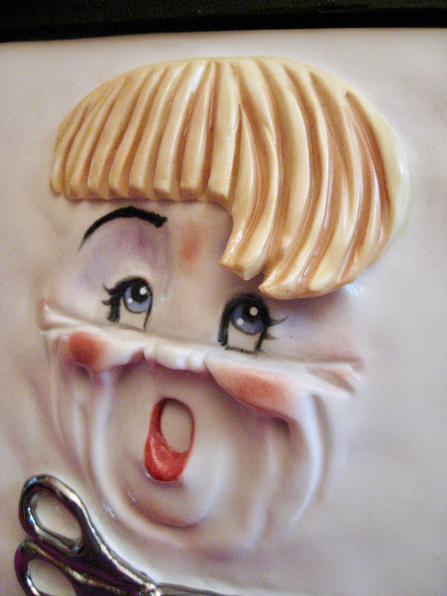 Porcelain Framed Art Tile Hair Bangs Barber Scissors Hair - Etsy