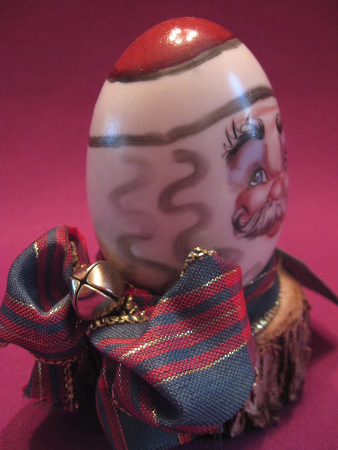 Small Hand Painted Santa Egg on Log Allyson Nagel A.N. | Etsy