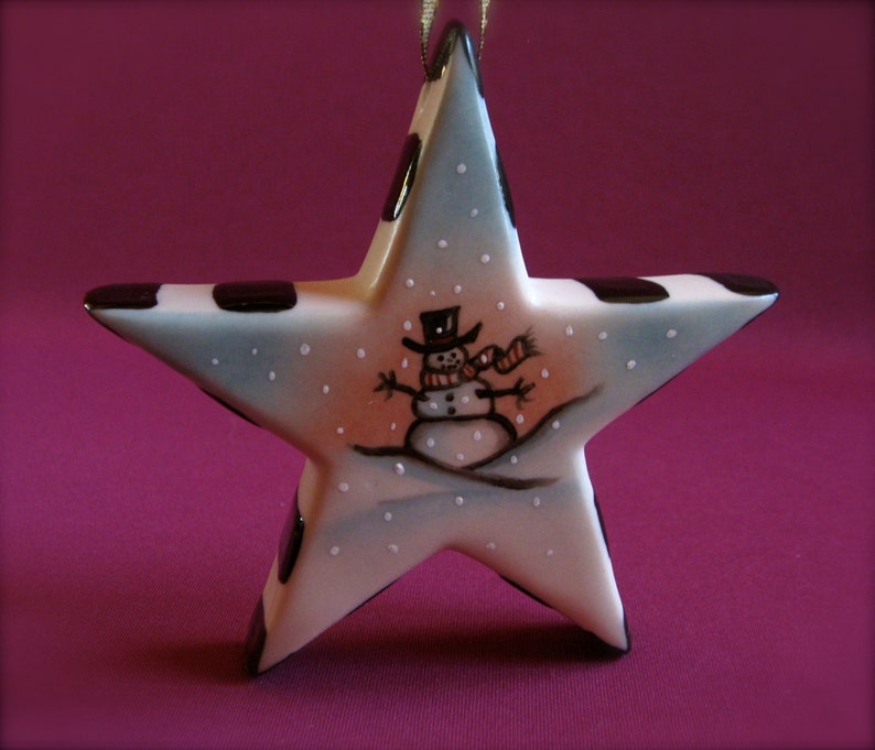 Frosty the Snowman Star Ornament, Winter, Ceramic Allyson Nagel - A.N ...