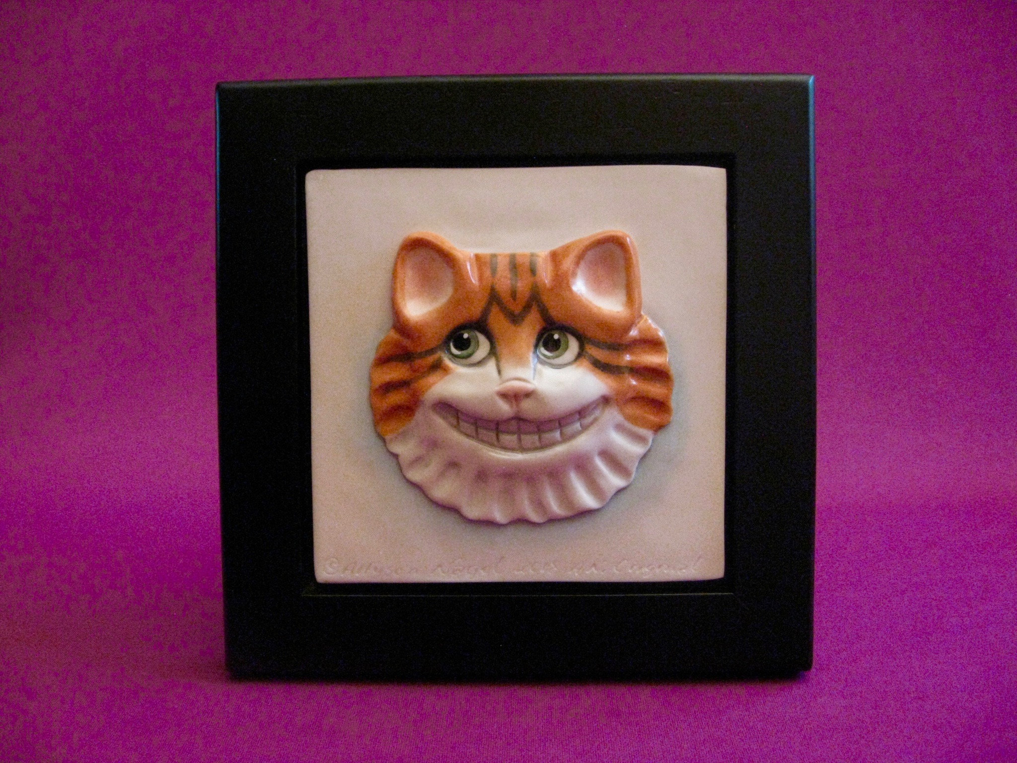 Kitty Cat Porcelain Framed Art Tile Cheshire Cat Ceramic - Etsy