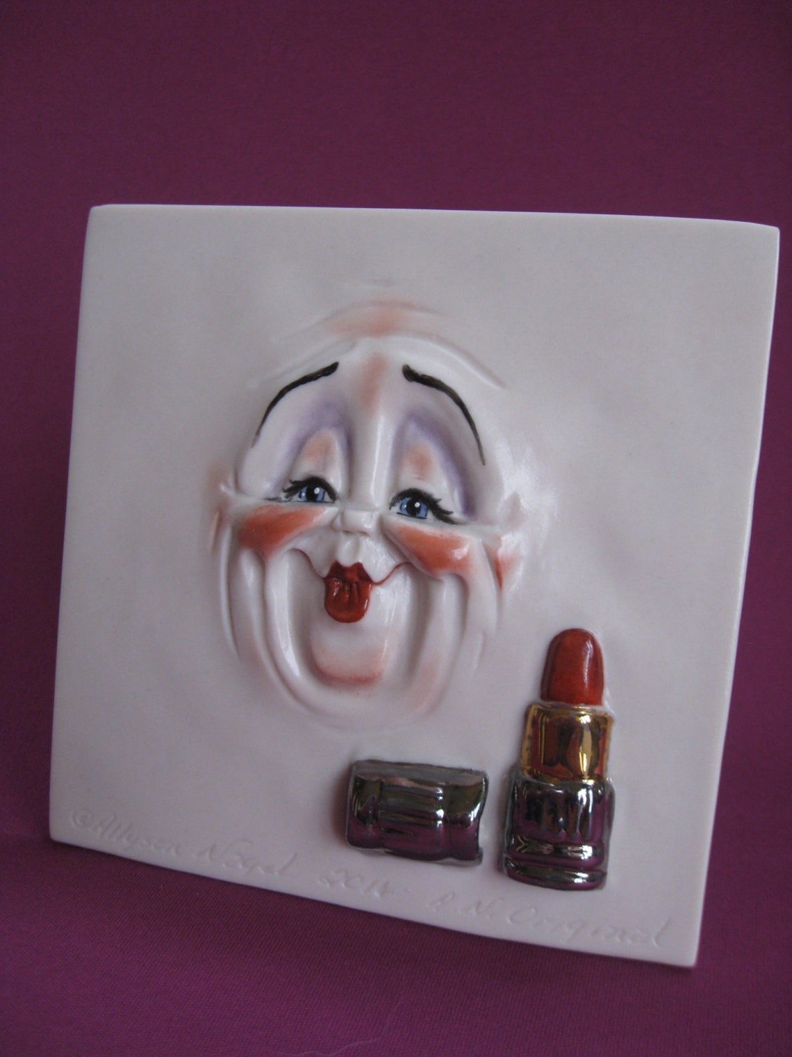 Porcelain Art Tile, Lipstick, Ceramic Bathroom Tile, Sculpture, Allyson ...