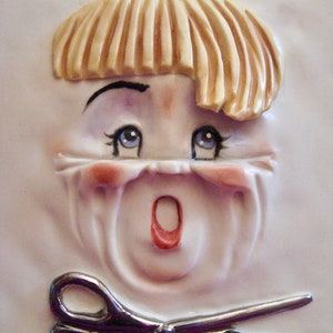 Porcelain Framed Art Tile, Hair Bangs, Barber Scissors, Hair Salon ...