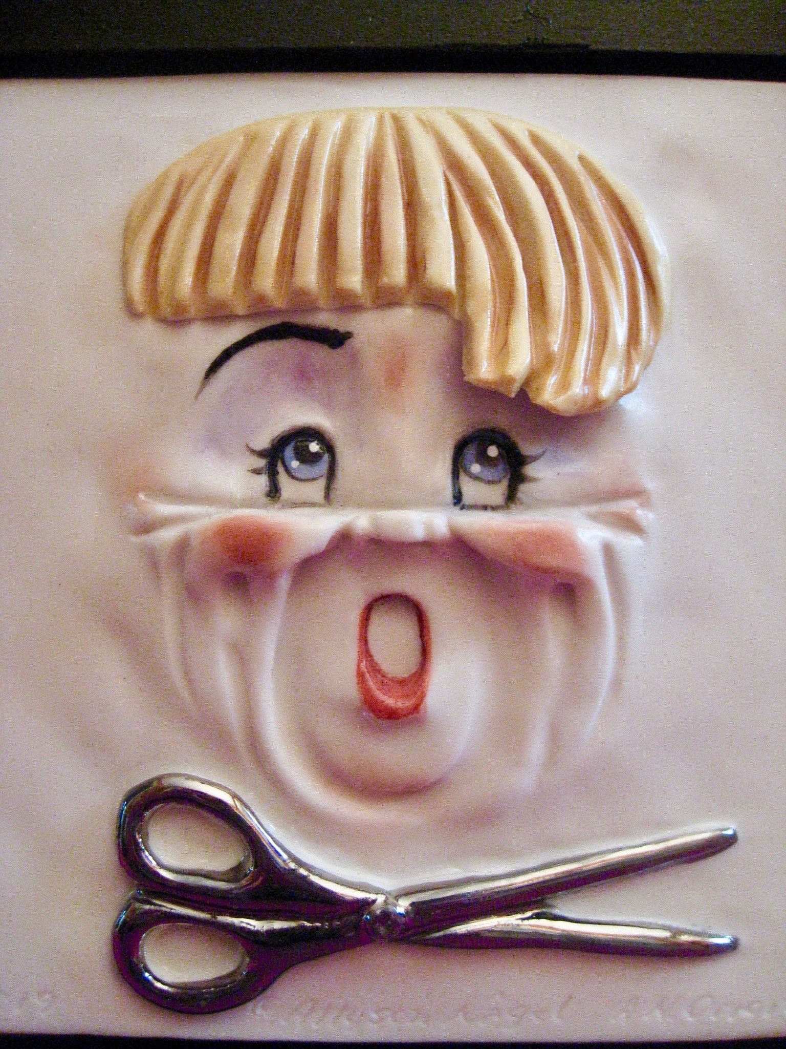 Porcelain Framed Art Tile Hair Bangs Barber Scissors Hair | Etsy