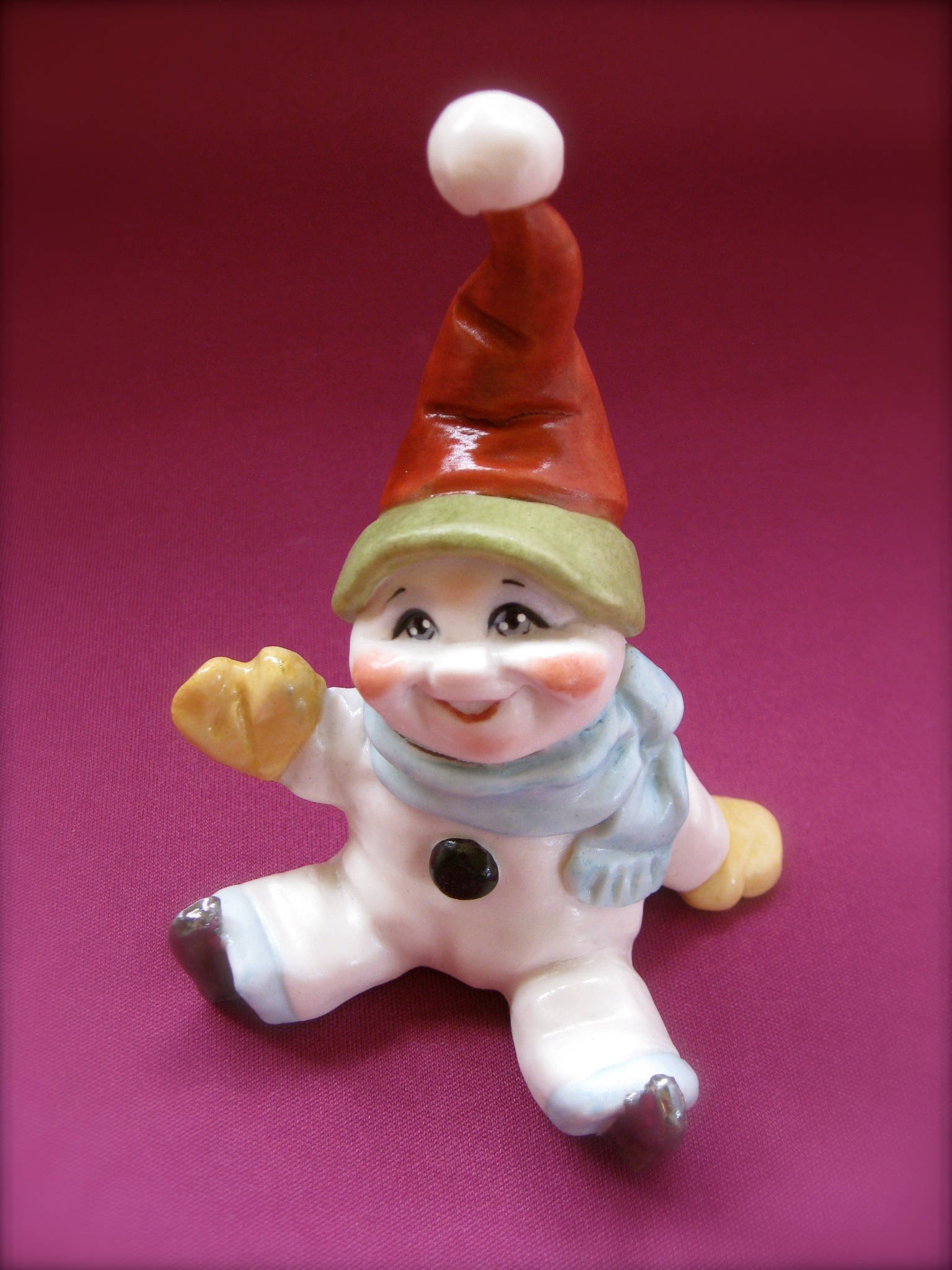 Snowman Frosty Ice Skating Porcelain Figurine Ceramic | Etsy